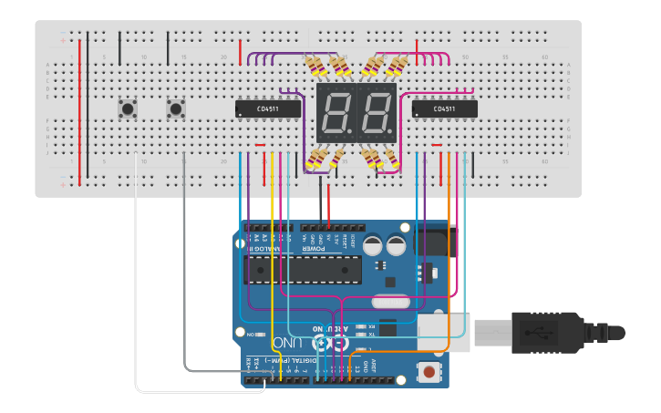 Circuit Design Contatore Interrupt 4511 Tinkercad