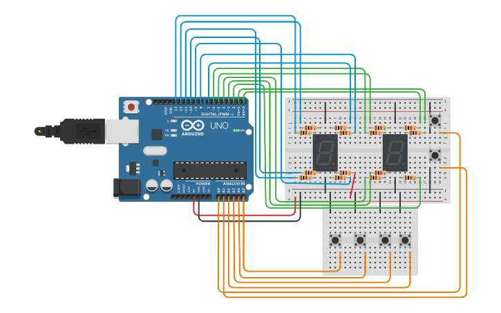 Circuit design player changing numbers - Tinkercad