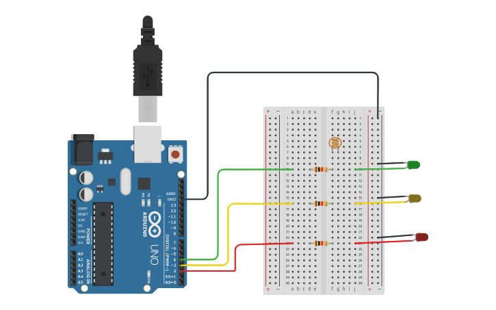 Circuit design Traffic light | Tinkercad