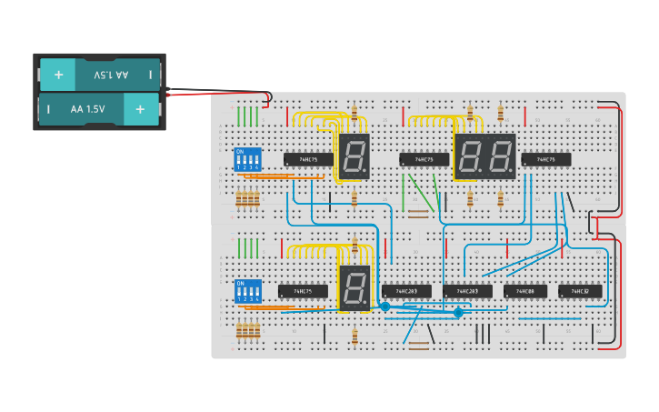 Circuit design sumador de 4 bits - Tinkercad