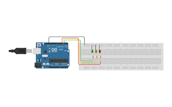 Circuit design Semáforo arduino | Tinkercad
