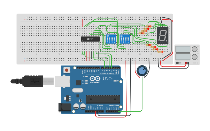 Circuit design U3 Tp1 E7. Funciona !!! | Tinkercad