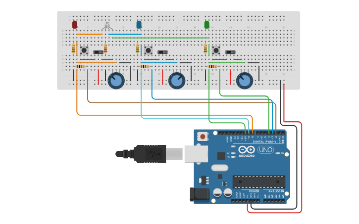 Circuit design Led con Pulsante e Arduino ISAIA | Tinkercad