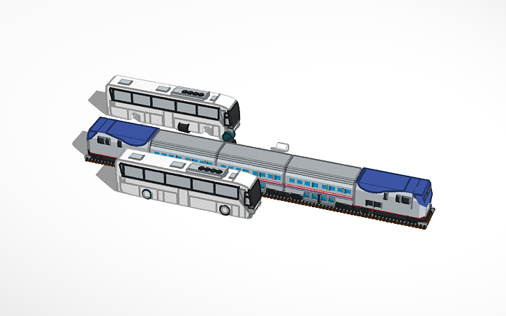 3D design 2 buses and a train - Tinkercad