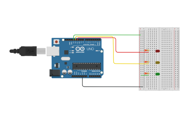 Circuit design Arduino semaforo - Tinkercad