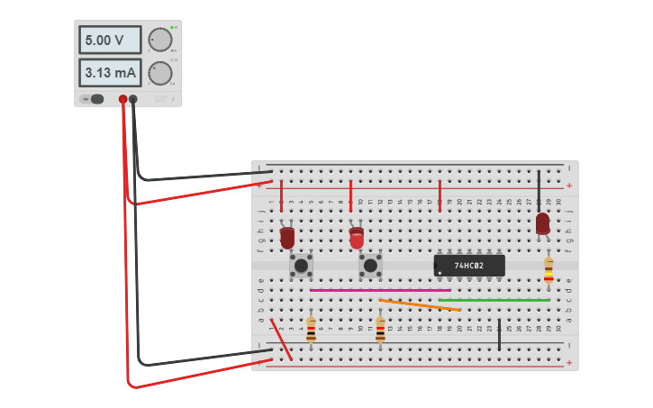 Circuit design PORTA LOGICO _ NOR | Tinkercad