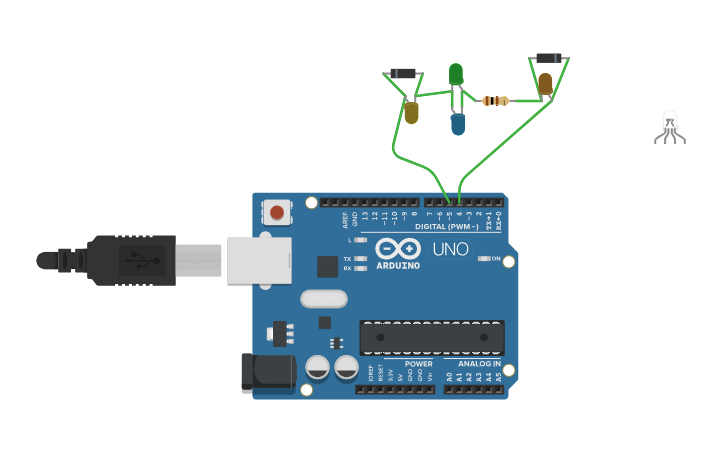 Circuit design ethernet-cabel-tester - Tinkercad
