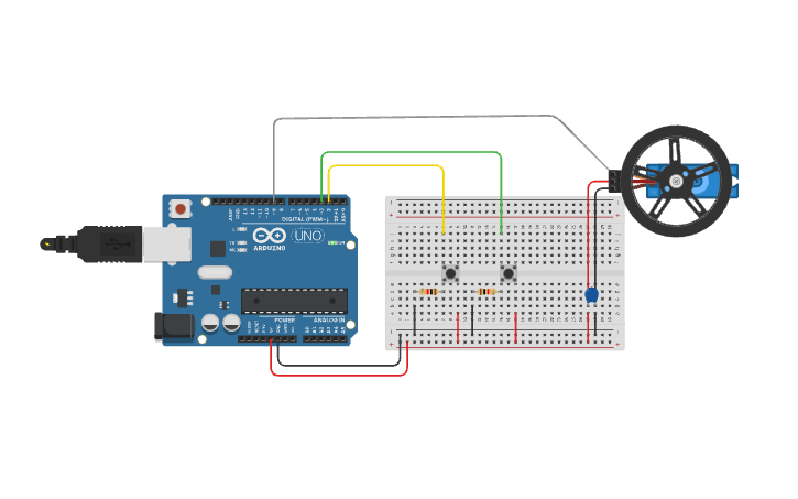 Circuit design Button Servo - Tinkercad