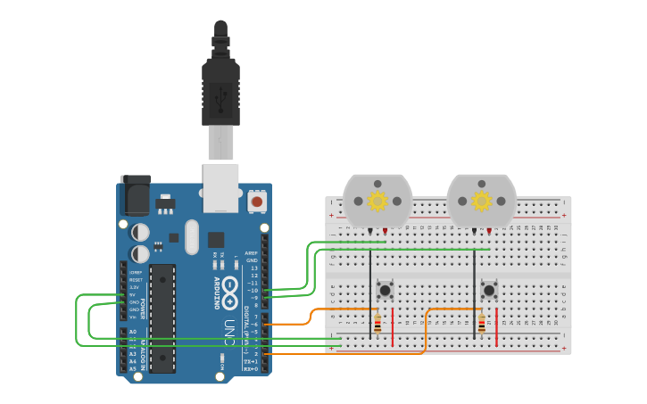 Circuit design Line following Robot - Tinkercad