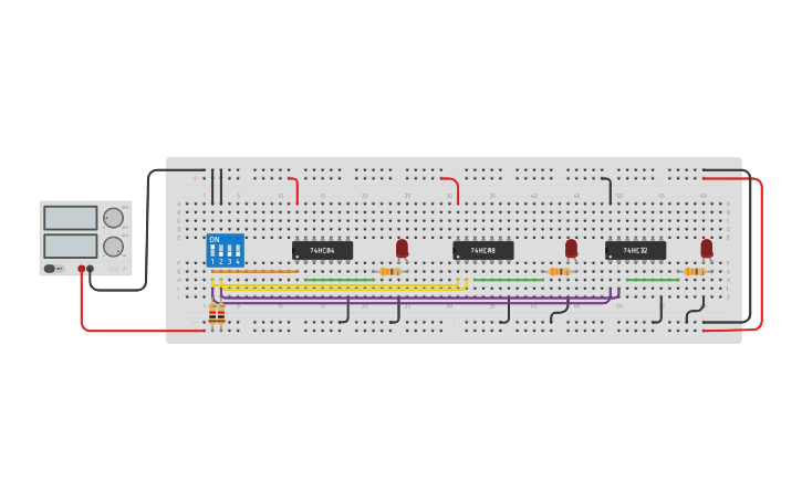 Circuit design circuito digital con compuertas lógicas AND, OR, NOT | Tinkercad