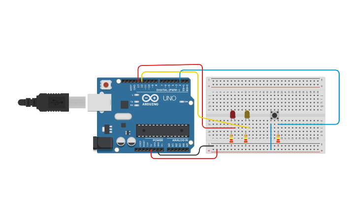 Circuit design Light up two LEDs - Tinkercad