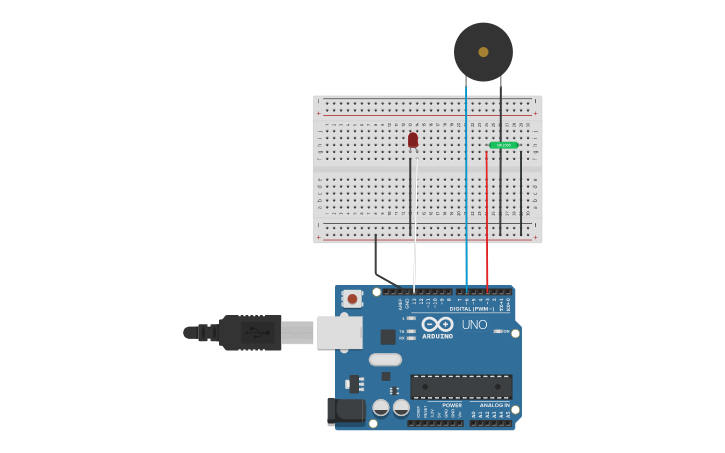Circuit design Tilt Sensor with Buzzer - Tinkercad