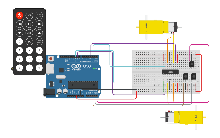 Circuit design line follower - Tinkercad