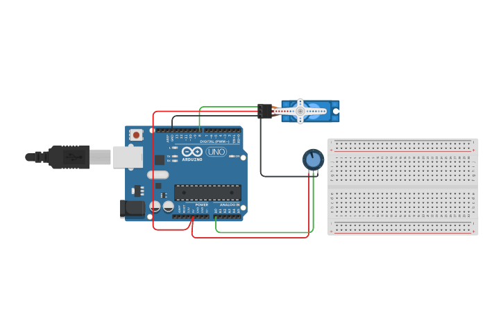 Circuit design Control Servomotor | Tinkercad