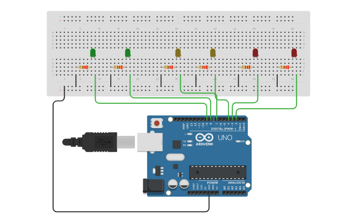 Circuit design Task 1: LED Array - Tinkercad