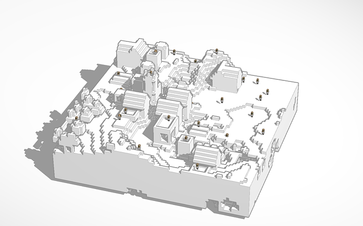 3D design Minecraft Village-with villagers - Tinkercad