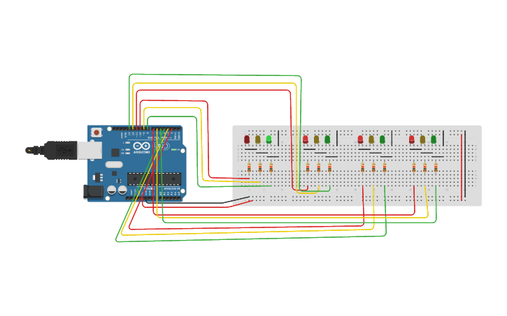 Circuit design Traffic Light System - Tinkercad