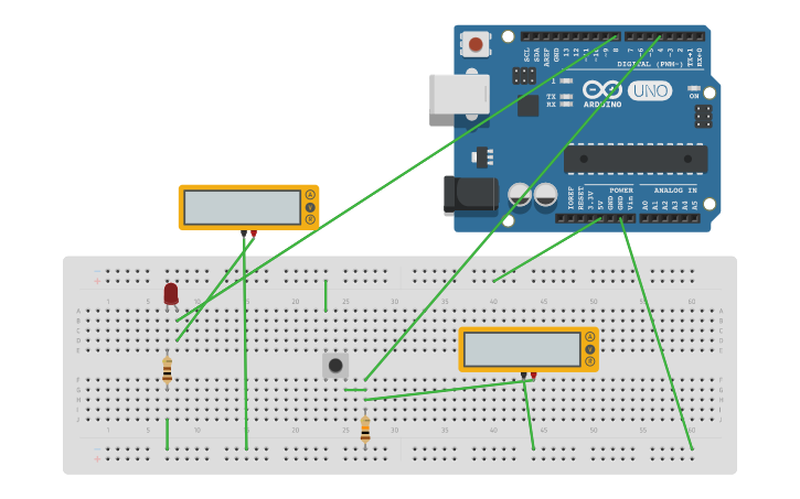Circuit design pulsador activa led | Tinkercad