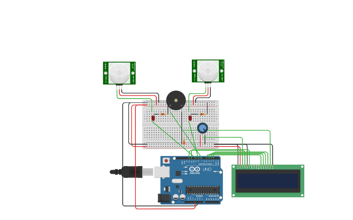Circuit design BI-Directional Visitor Counter - Tinkercad