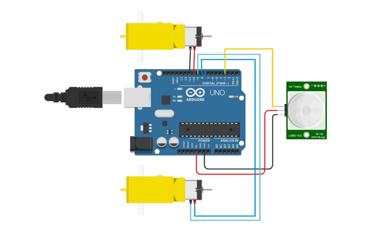 Circuit design MOTOR SPEED CONTROL USING PIR SENSOR - Tinkercad