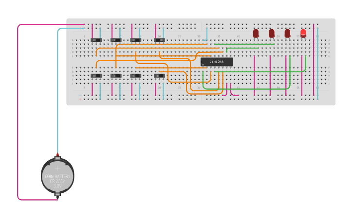 Circuit design 4bit adder | Tinkercad