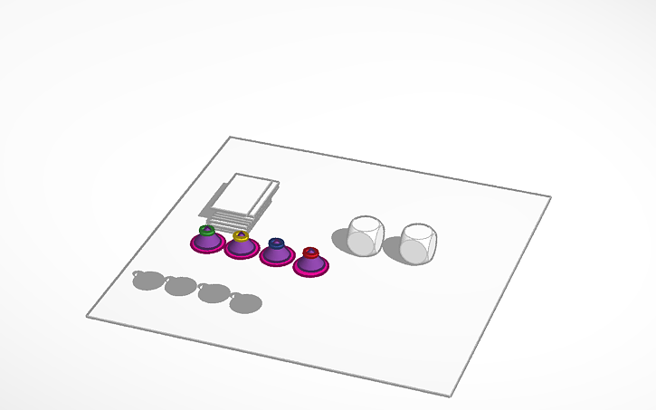 3D design Game Pieces, board, dice, and cards - Tinkercad