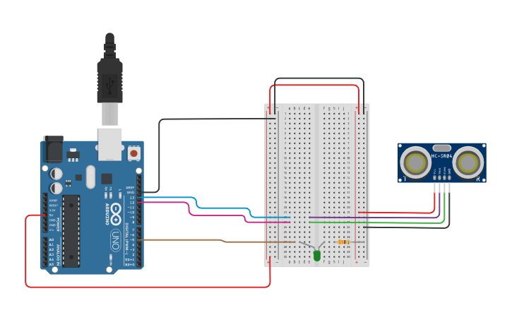 Circuit design Sensor Ultrasónico Equipo#1 - Tinkercad