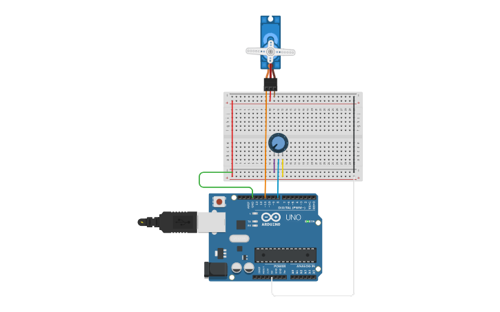 Circuit design Controle de um servo - Tinkercad