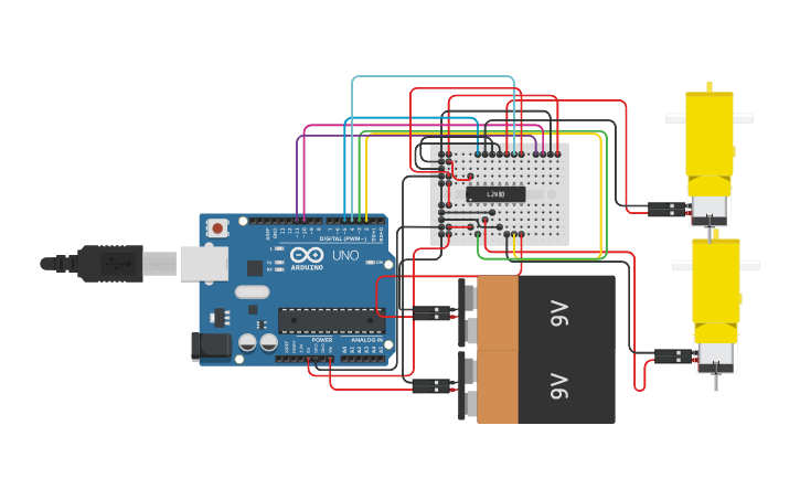 Circuit design bluetooth controlled car - Tinkercad