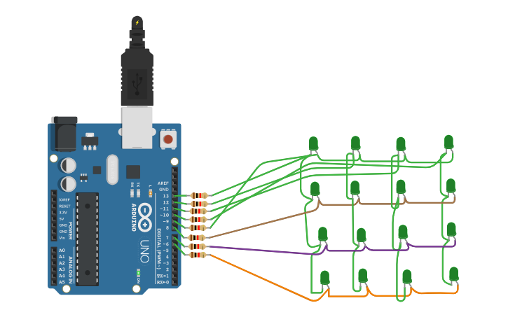 Circuit design LED MATRIX Manual | Tinkercad