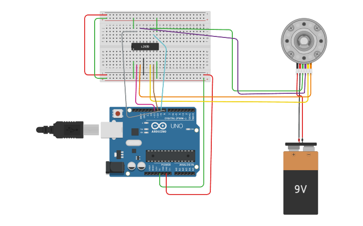 Circuit design stepper motor - Tinkercad