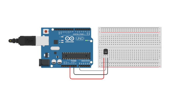 Circuit design LM35 - Tinkercad