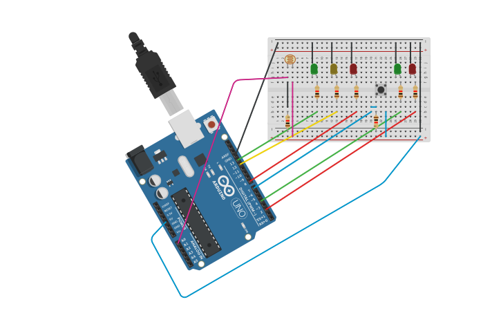 Circuit design Ampelschaltung mit Lichtsensor Sabrina | Tinkercad
