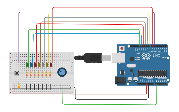 Circuit design luces navideñas - Tinkercad
