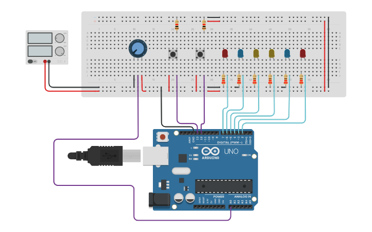 Circuit design SECUENCIAS LEDS | Tinkercad