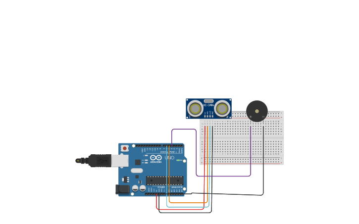 Circuit Design Arduino Uno Dengan Sensor Ultrasonik Dan Buzzer Tinkercad