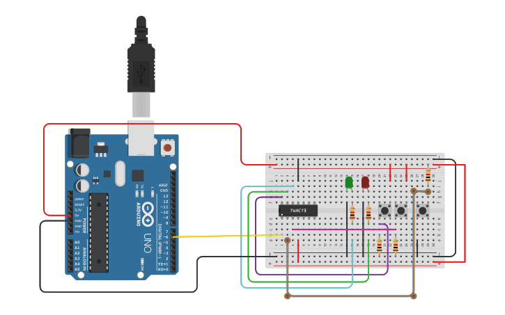 Circuit design Flip Flop - Tinkercad