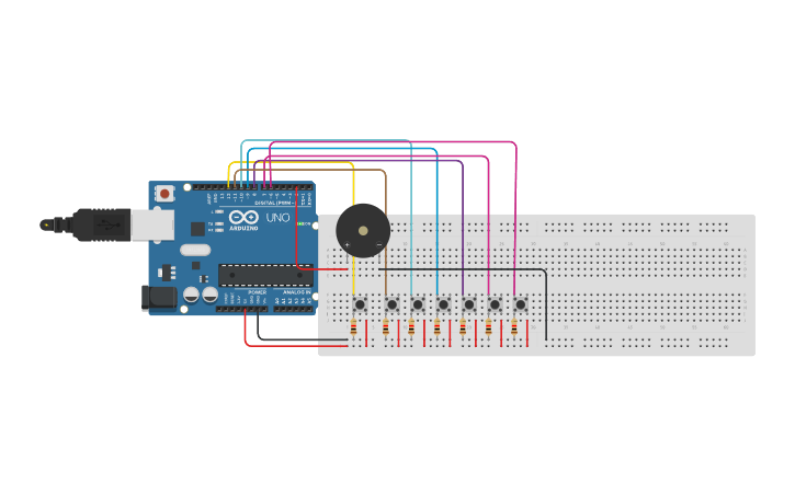 Circuit design piano - Tinkercad