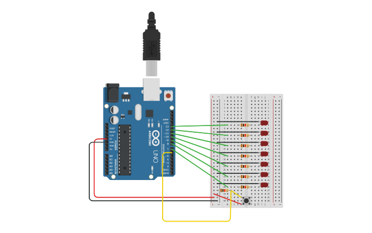Circuit design LEDpattern - Tinkercad