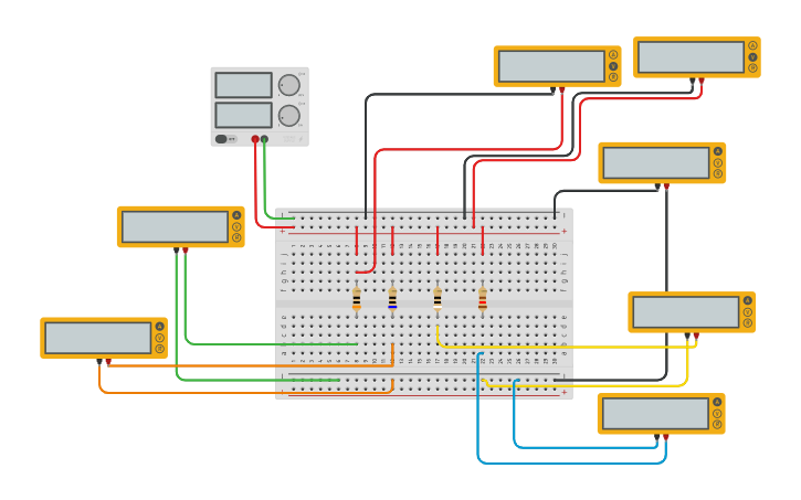 Circuit design circuito di 4 resistenze in parallelo | Tinkercad