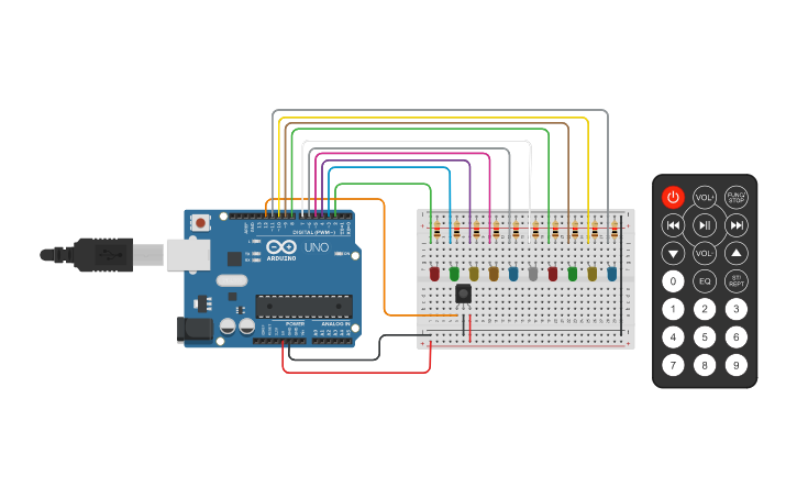 Circuit Design Luces Led Por Control Remoto Tinkercad