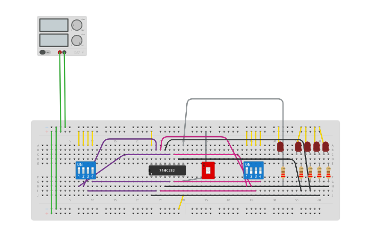 Circuit design 4 BIT ADDER | Tinkercad