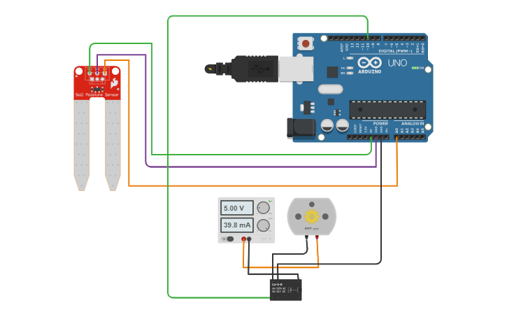 Circuit design ALAT PENYIRAMAN OTOMATIS - Tinkercad