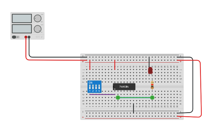Circuit design Familiarization of Logic NOT Gate - Tinkercad