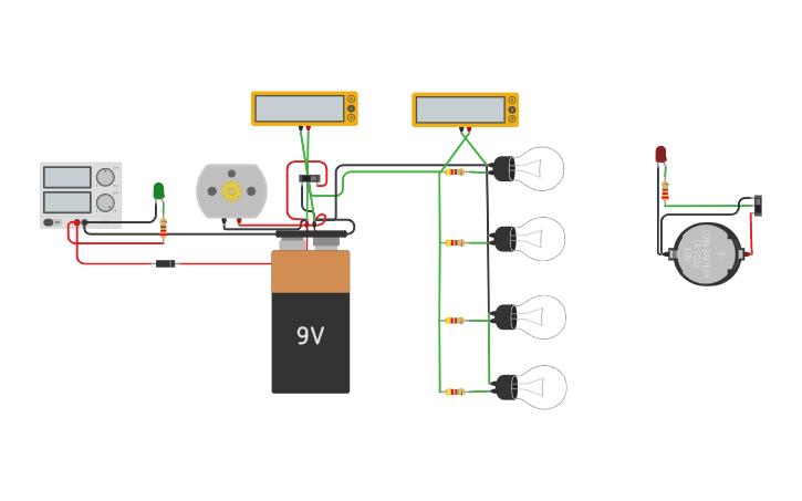 Circuit design charge battery and supply current - Tinkercad
