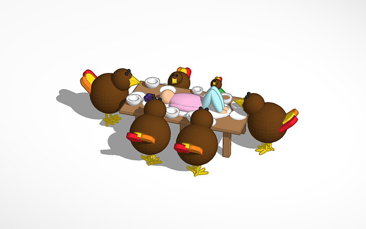 3D design Tom Turkey's Thanksgiving! :O #Thanksgiving - Tinkercad