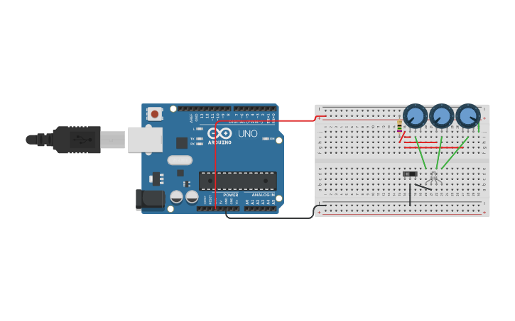 Circuit design RGB LED | Tinkercad