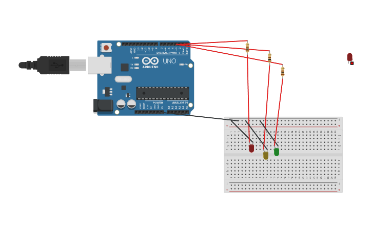 Circuit design Traffic Light - Tinkercad