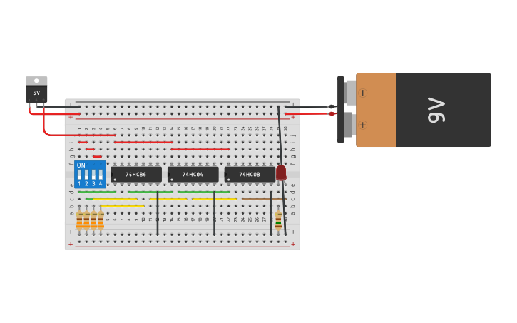 Circuit design 2-bit comparators - Tinkercad