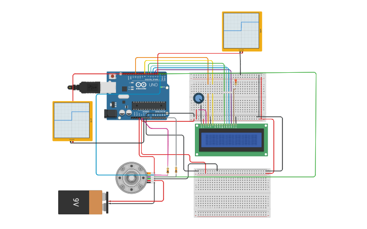 Circuit design direction and speed of dc motor with encoder - Tinkercad